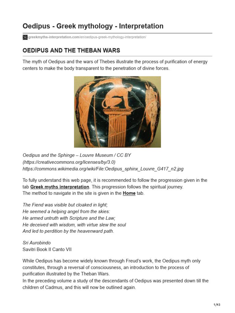 Oedipus - Greek Mythology - Interpretation | PDF | Philosophy