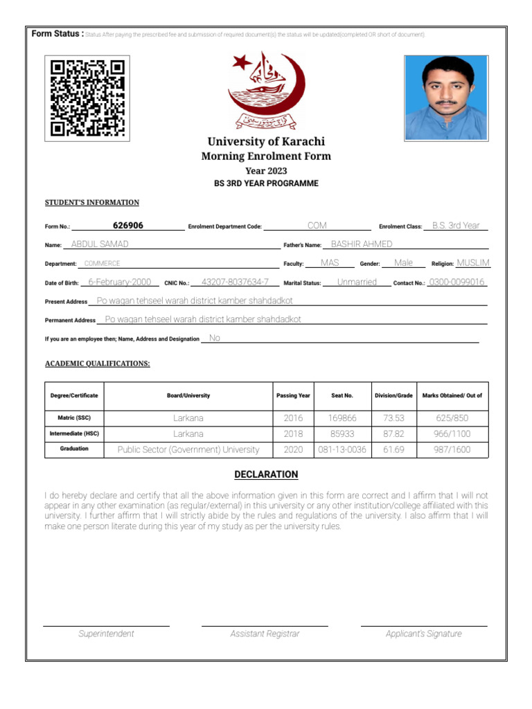 Enrolment Form | PDF | Qualifications | Educational Stages