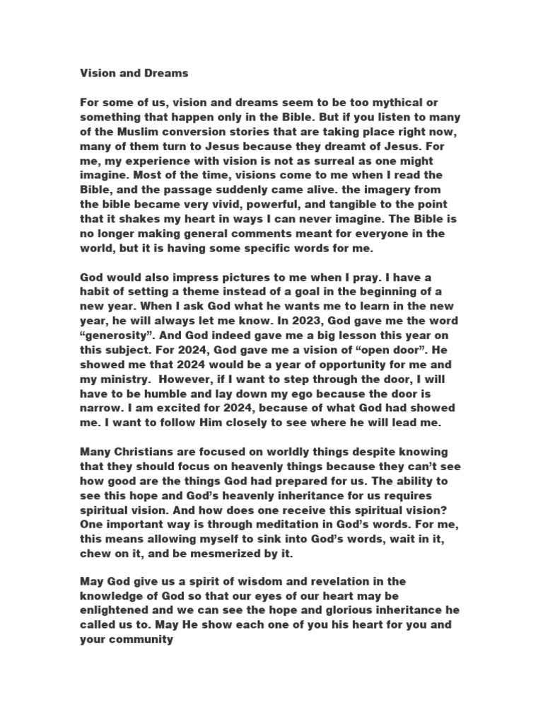 Vision and Dreams | PDF