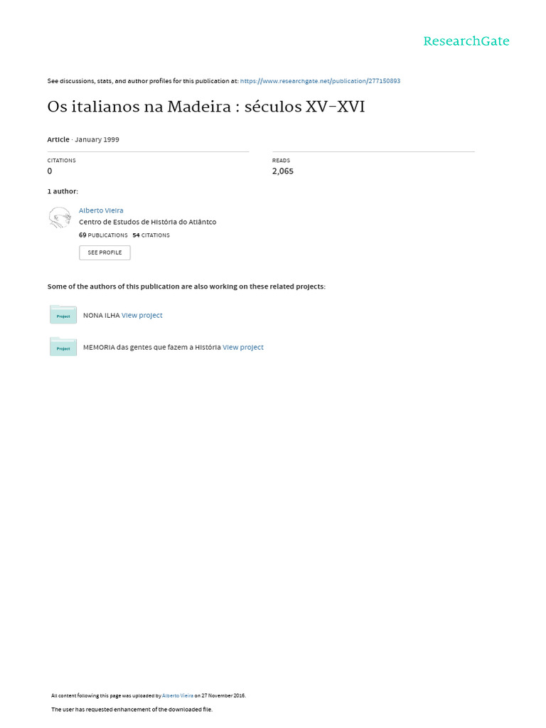 Os Italianos Na Madeira Seculos XV-XVI | PDF