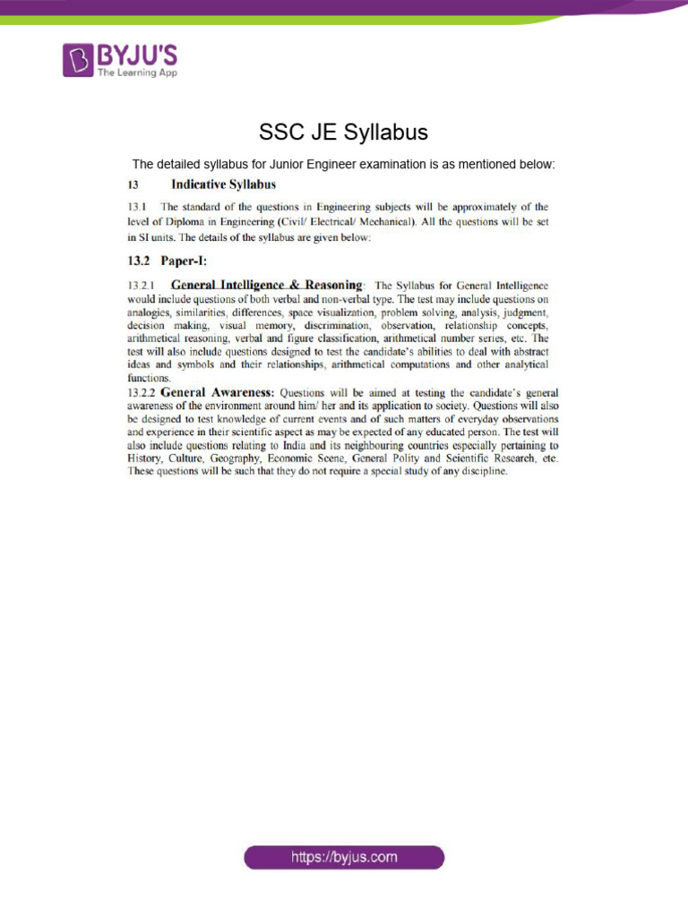 SSC JE Syllabus | PDF