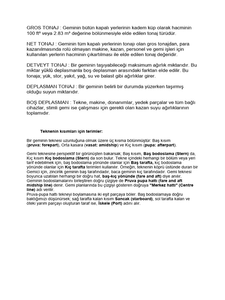 Gemi̇ci̇li̇k Ders Notlari | PDF