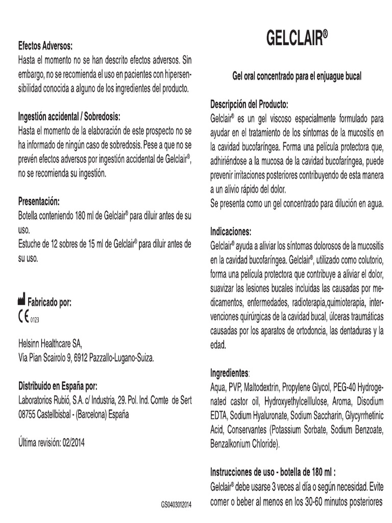 GELCLAIR Ficha Tecnica | PDF