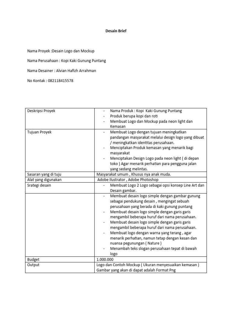 Contoh Desain Brief | PDF