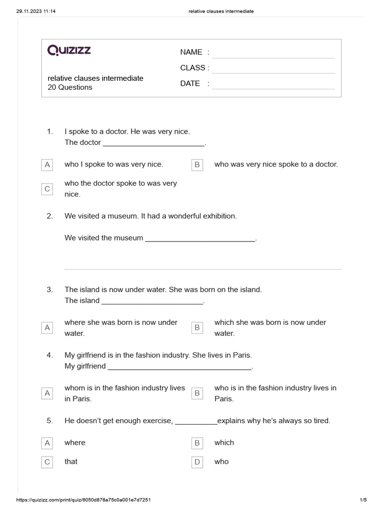 Relative Clauses Intermediate | PDF