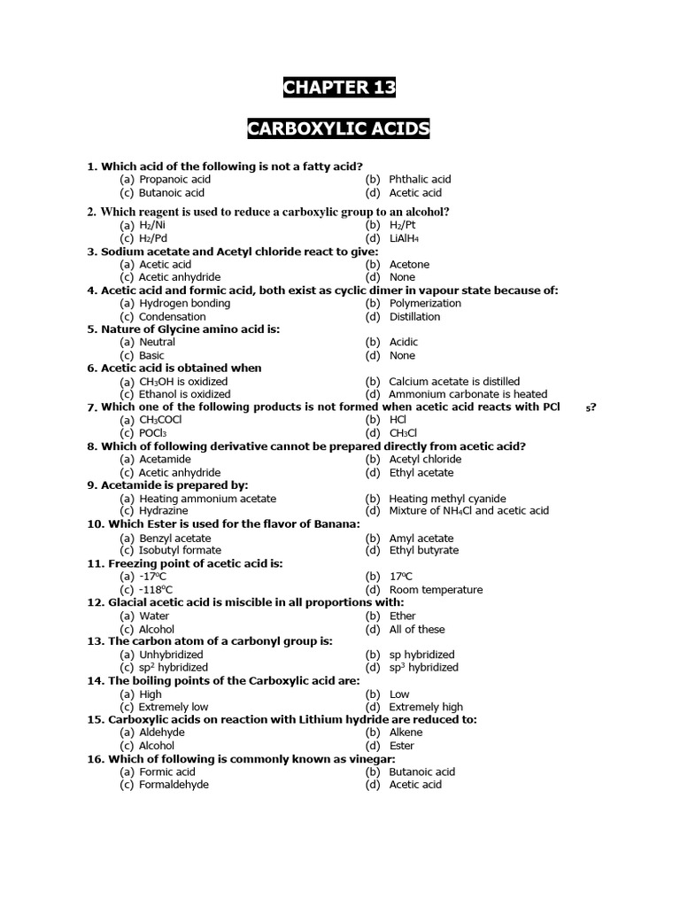 12th Chemistry Carboxylic Acids-1 | PDF | Acetic Acid | Ester
