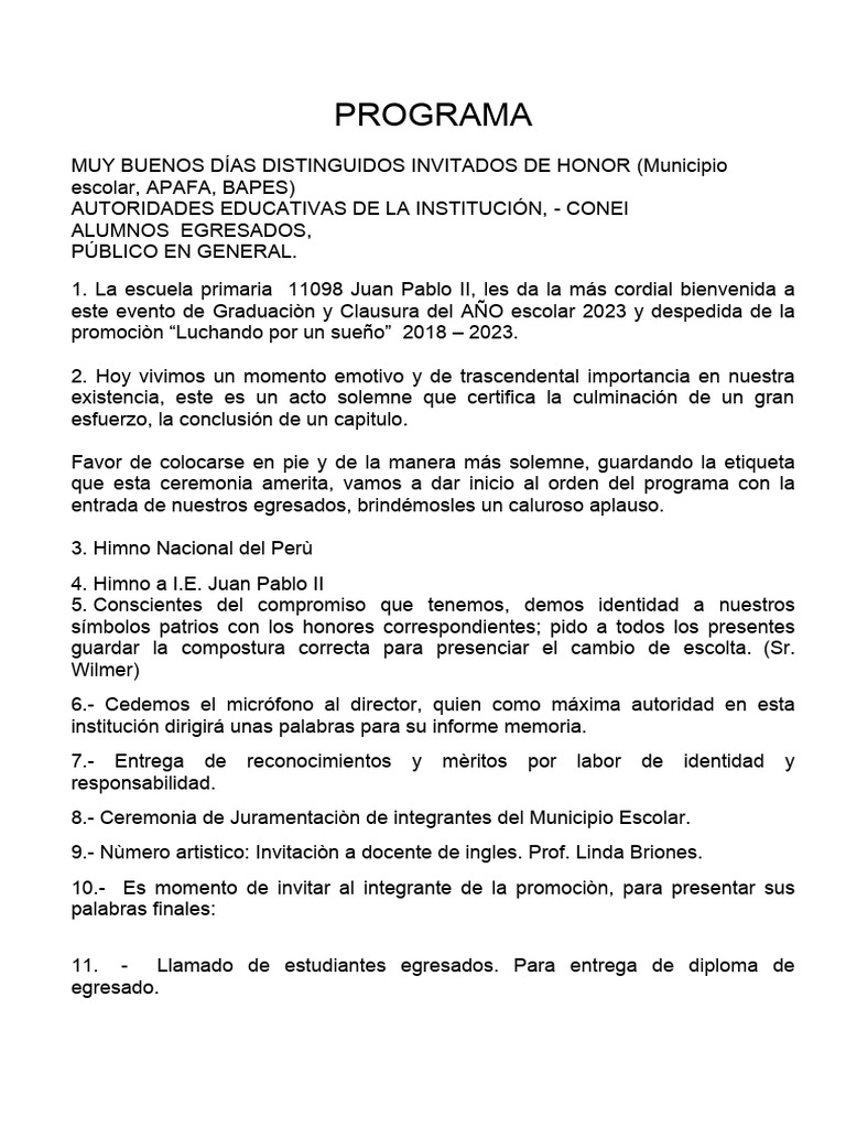 PROGRAMA de Clausura | PDF