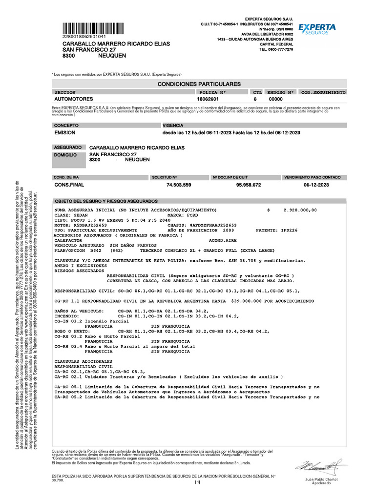 Poliza Auto | PDF | Póliza de seguros | Seguro