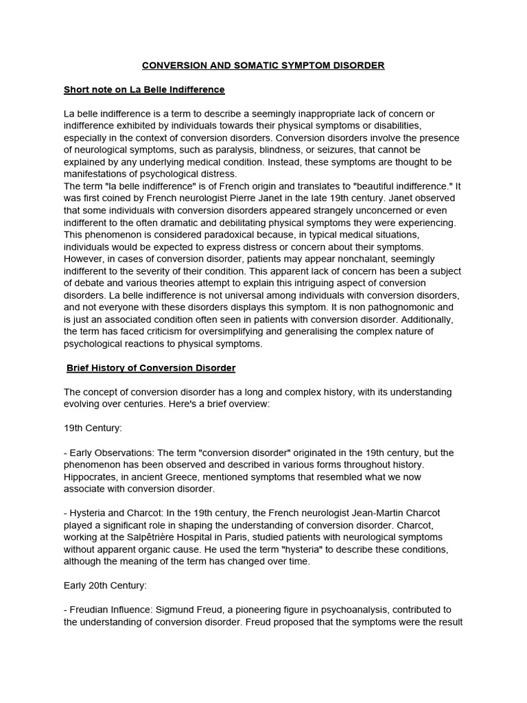 Conversion and Somatic Disorders | Download Free PDF | Mental Disorder ...