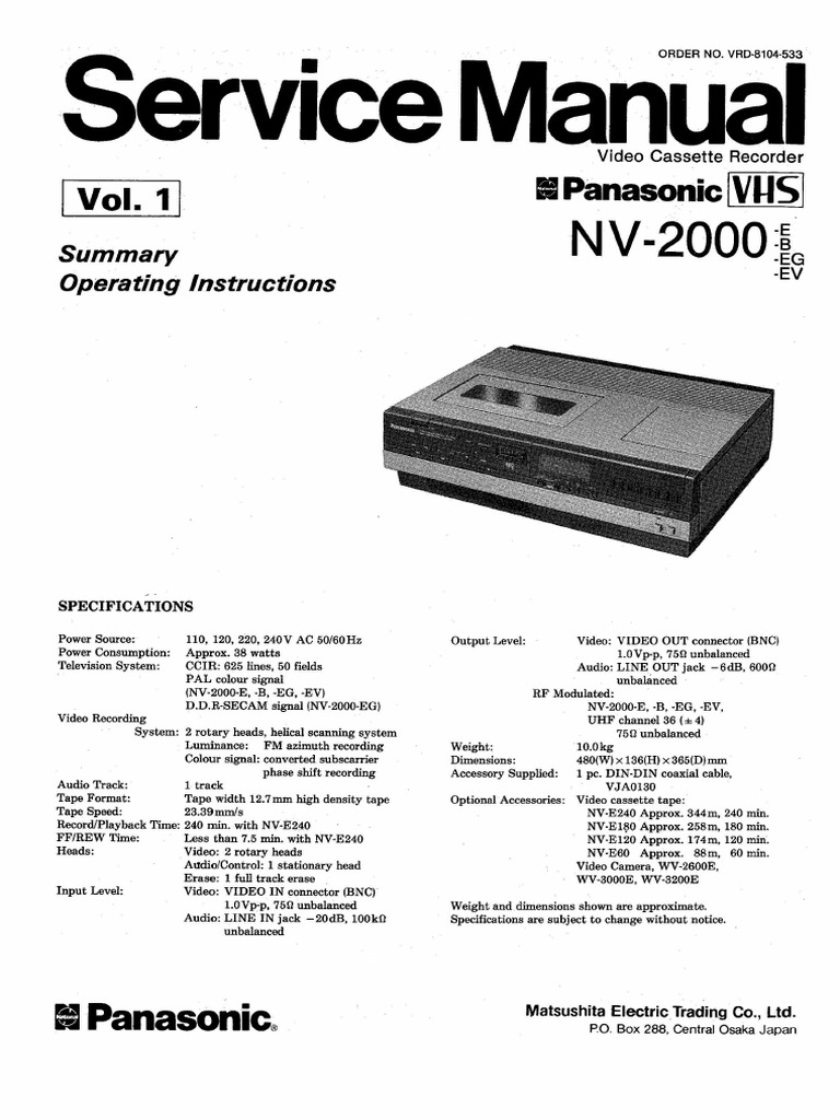 Nv2000 SM Panasonic | PDF