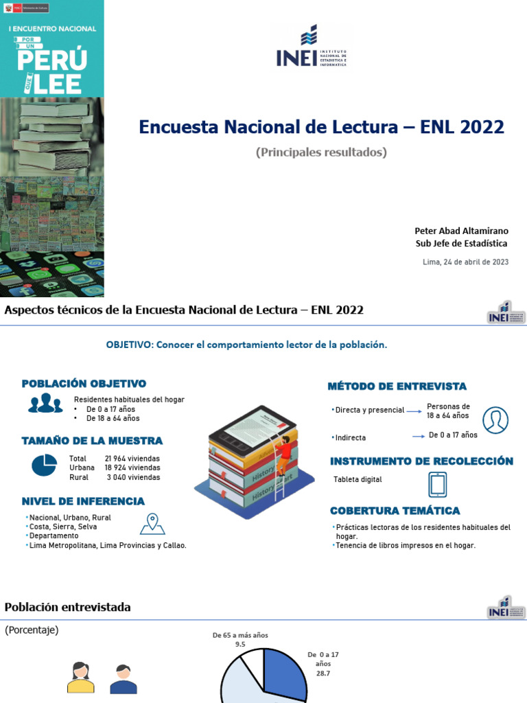 Resultados Encuesta Nacional de Lectura 2022 | PDF