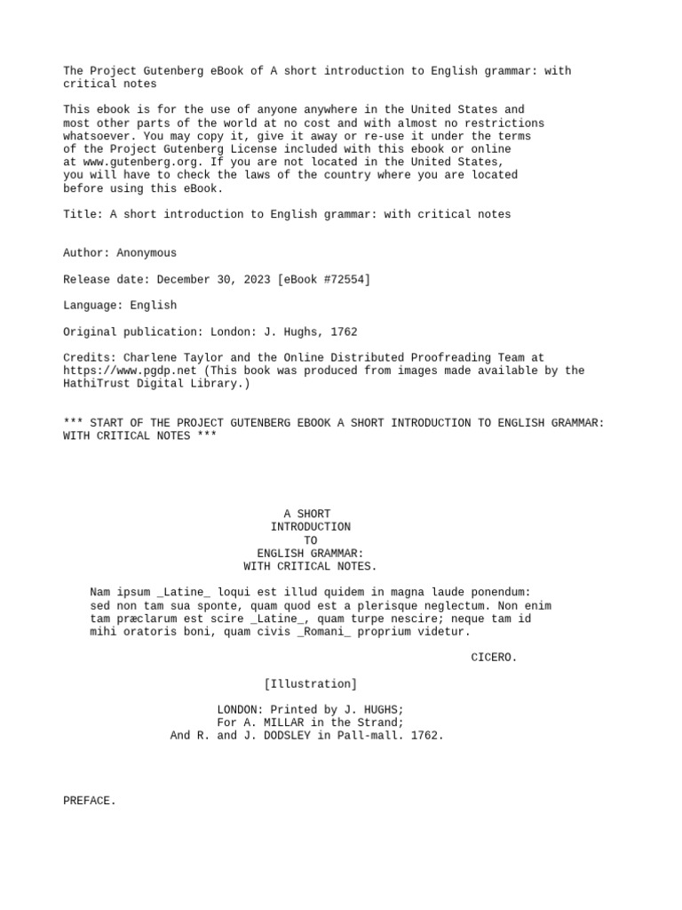 A Short Introduction To English Grammar: With Critical Notes by ...