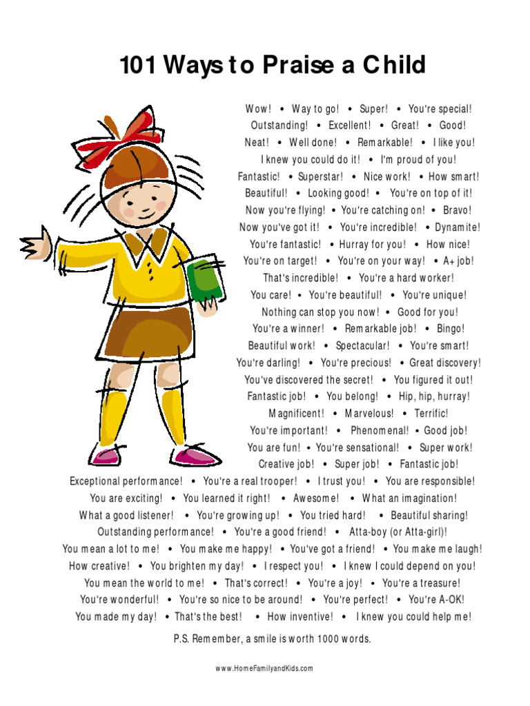 101 Ways To Praise A Child | PDF