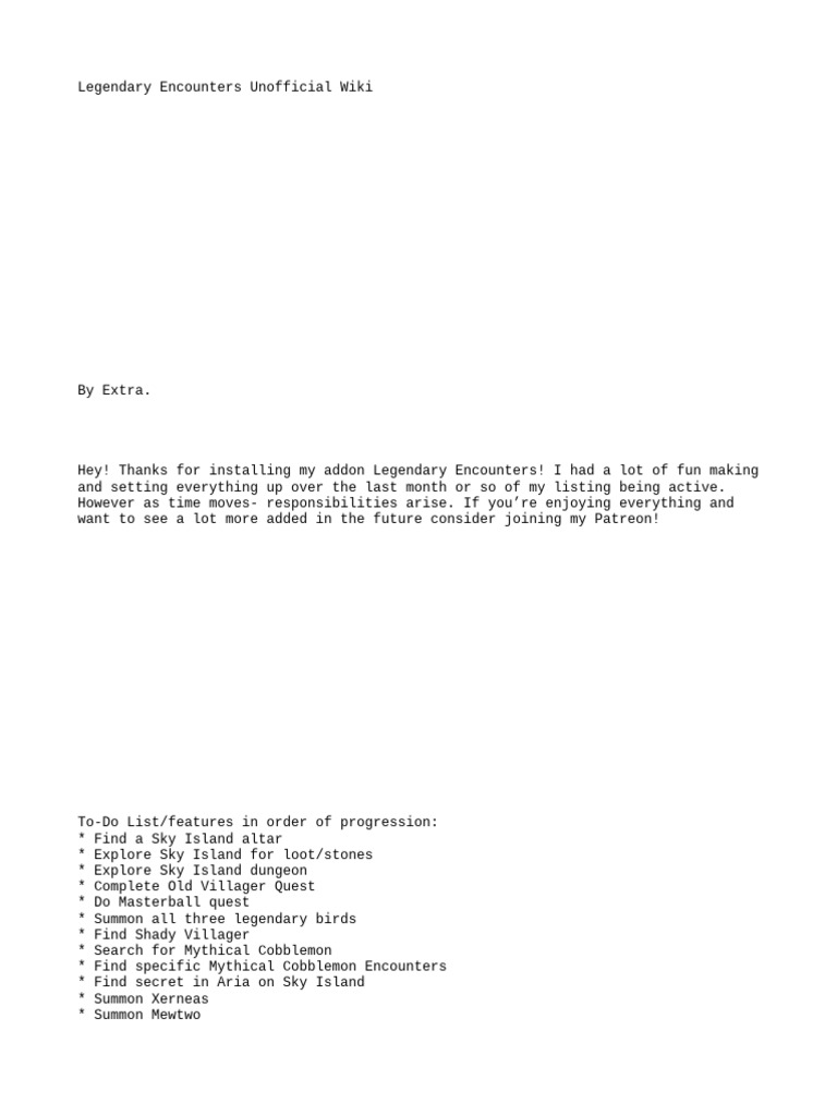 Cobblemon Legendary Encounters Guide | PDF | Spawn (Biology)