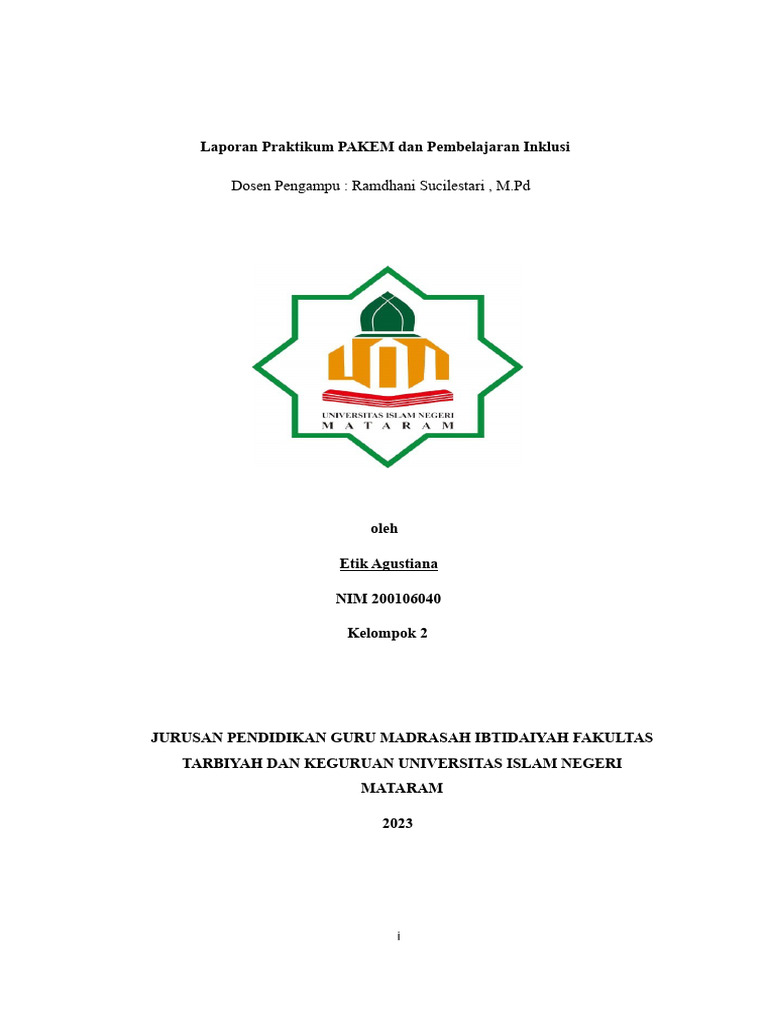 Laporan Praktikum PAKEM dan Inklusi | PDF