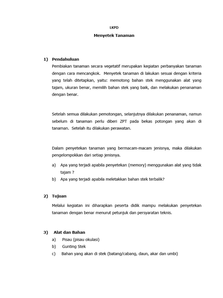 LKPD Menyetek Tanaman | PDF | Sains & Matematika