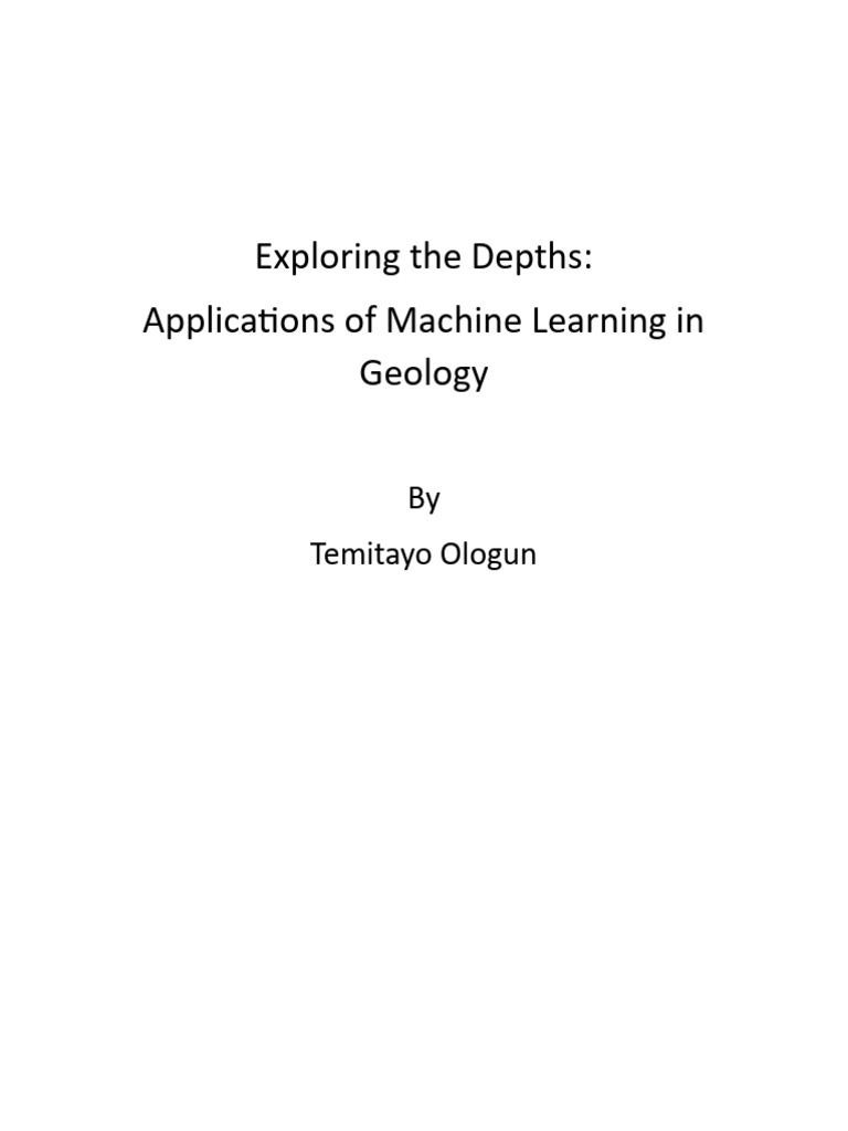 Applications of Machine Learning in Geology | PDF