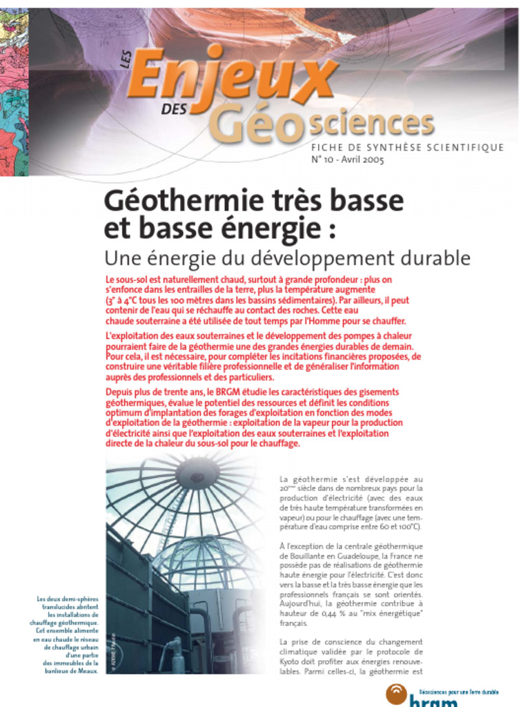 Fiche Scientifique 10 Geothermie Tres Basse Et Basse Energie | PDF ...