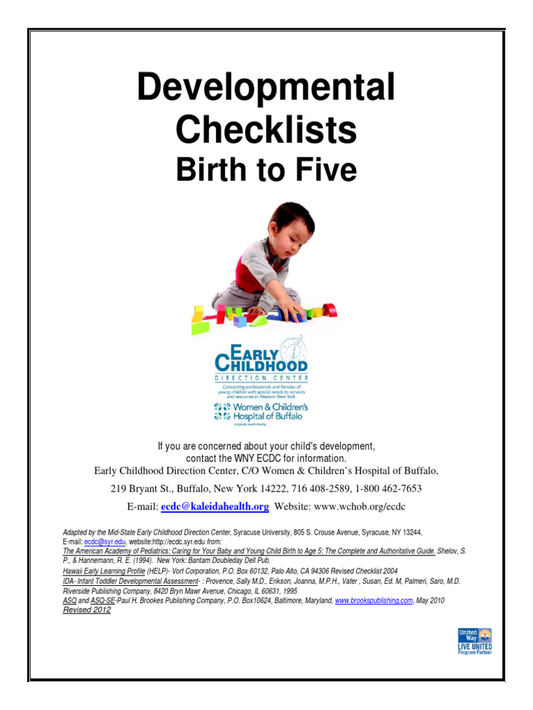 CDA Book Developmental-Checklists-Birth-to-5 | PDF | Child Development ...