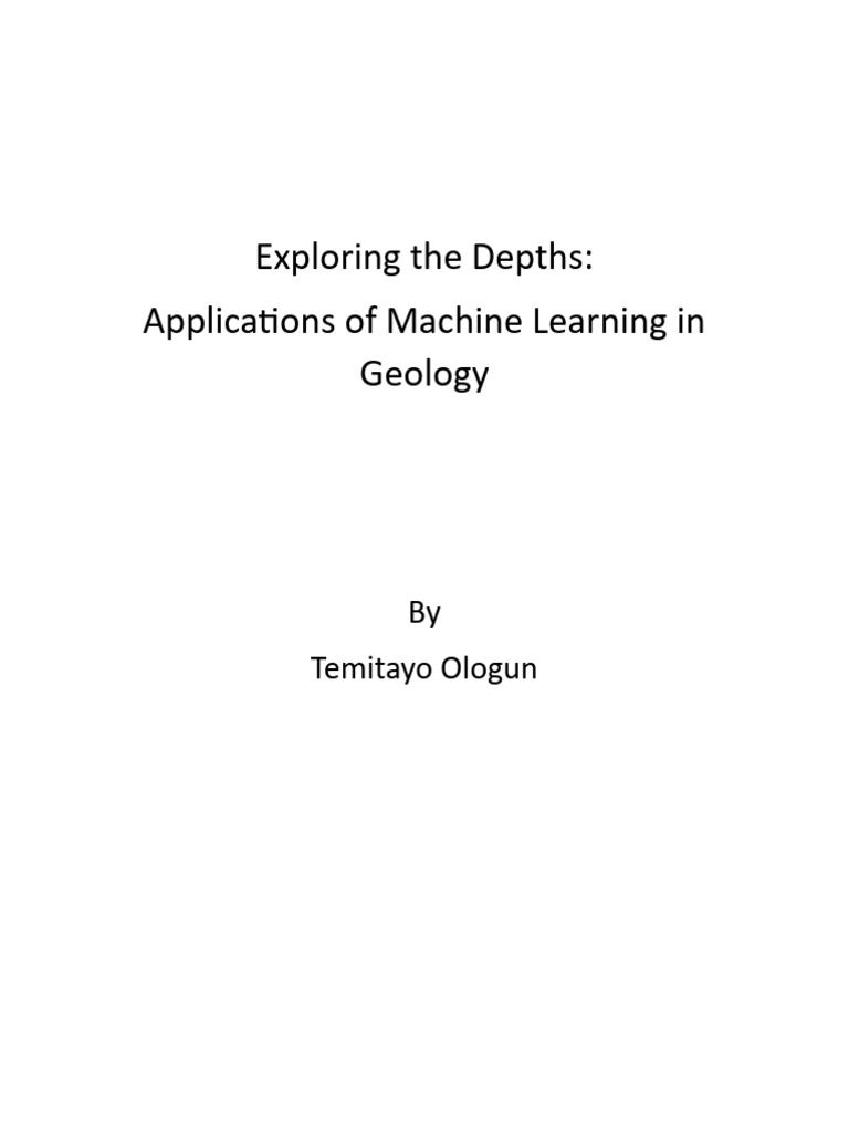 Applications of Machine Learning in Geology | PDF | Geology | Machine ...