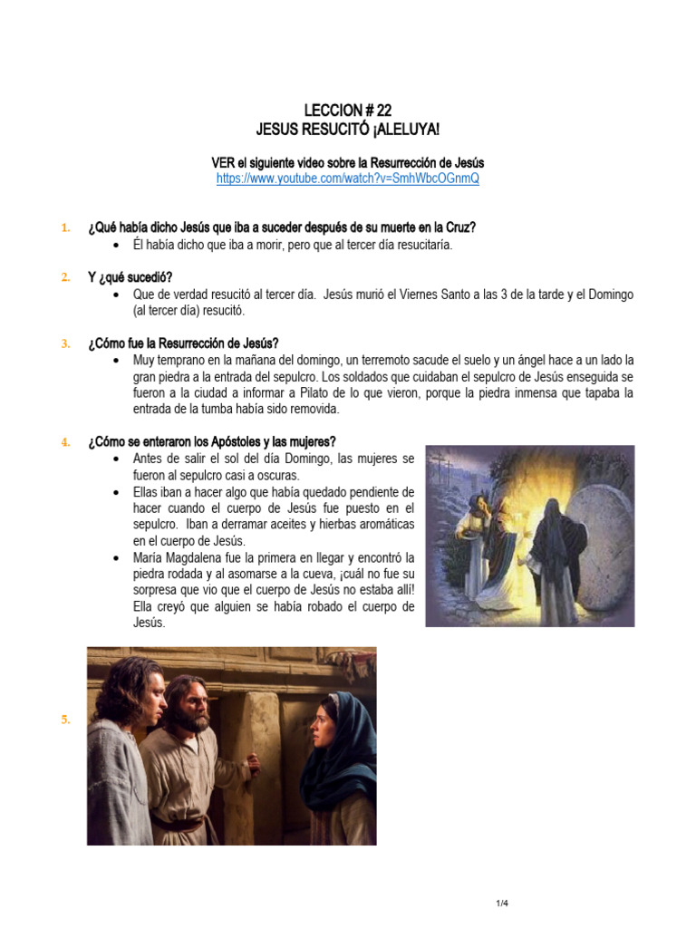 TEMA 22. Jesús Resucitó Aleluya, Contado para Niños | PDF