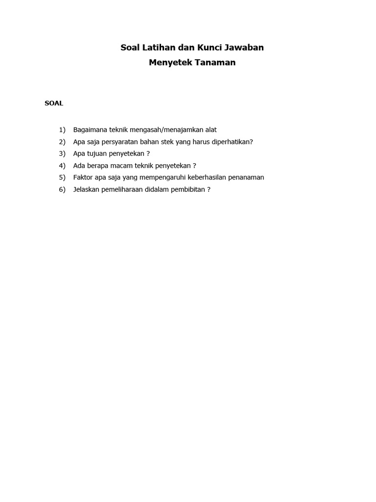 SOAL DAN KUNCI JAWABAN-Menyetek Tanaman | PDF