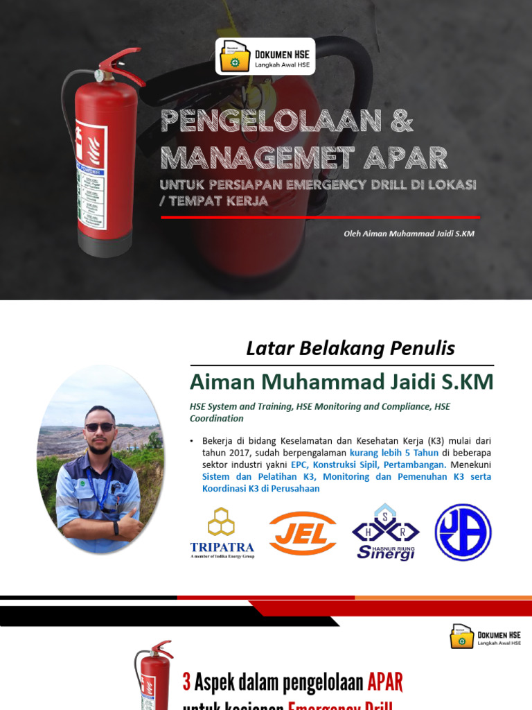 Pengelolaan APAR Untuk Persiapan E Drill by Aiman M Jaidi | PDF