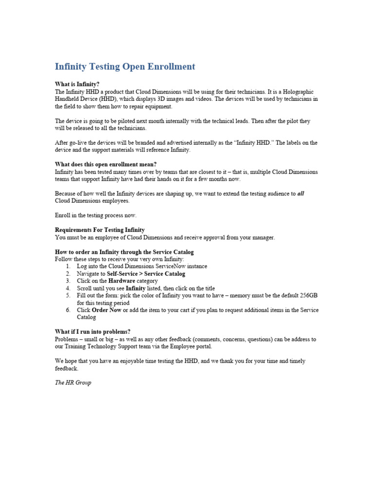 Infinity Open Enrollment | PDF | Computers | Technology & Engineering