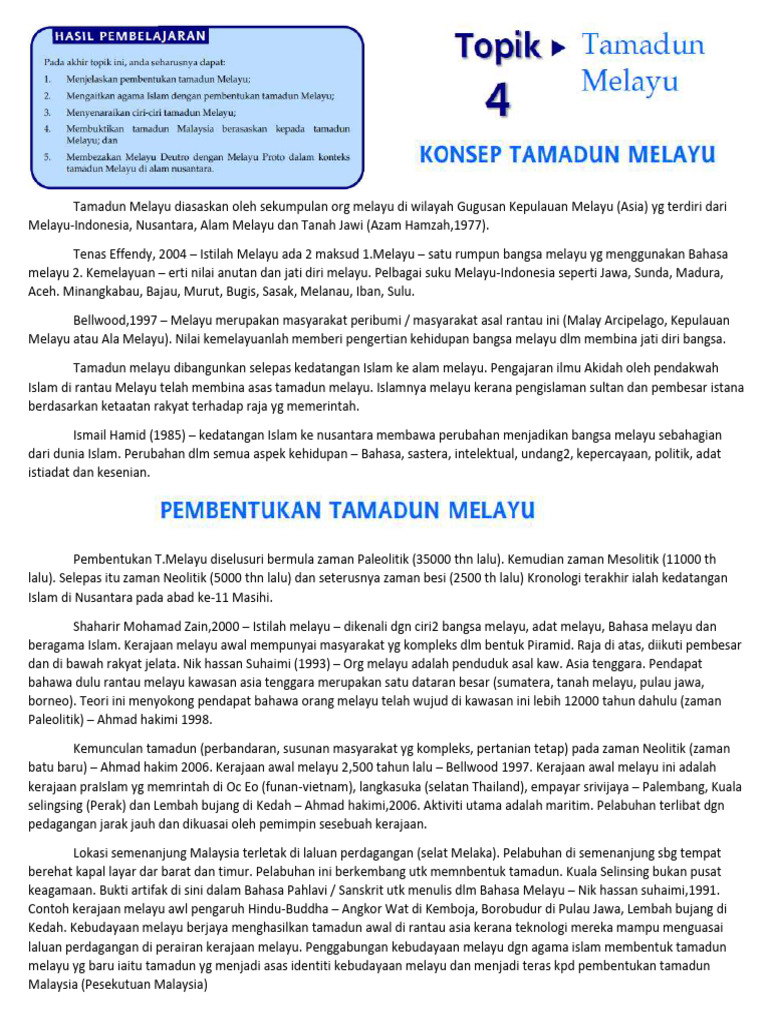 Topik 4 - Tamadun Melayu | PDF
