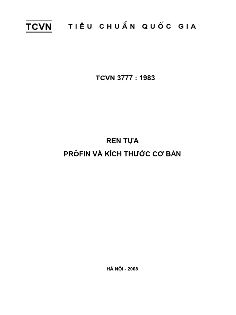 Tcvn 3777 1983 Ren Tựa Prôfin Và Kích Thước Cơ Bản | PDF