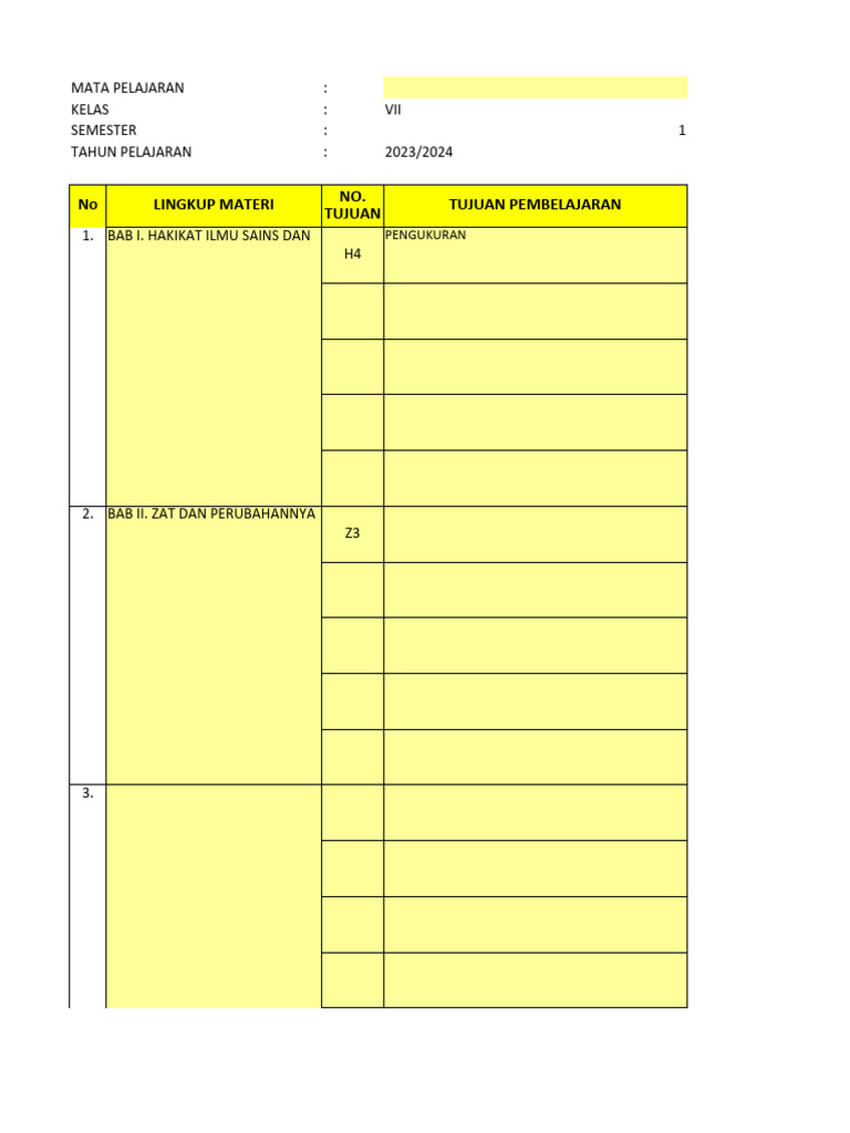 Kelas 7C Format Input Nilai Mapel ......... (Diisi Sesuai Mapel Masing2 ...