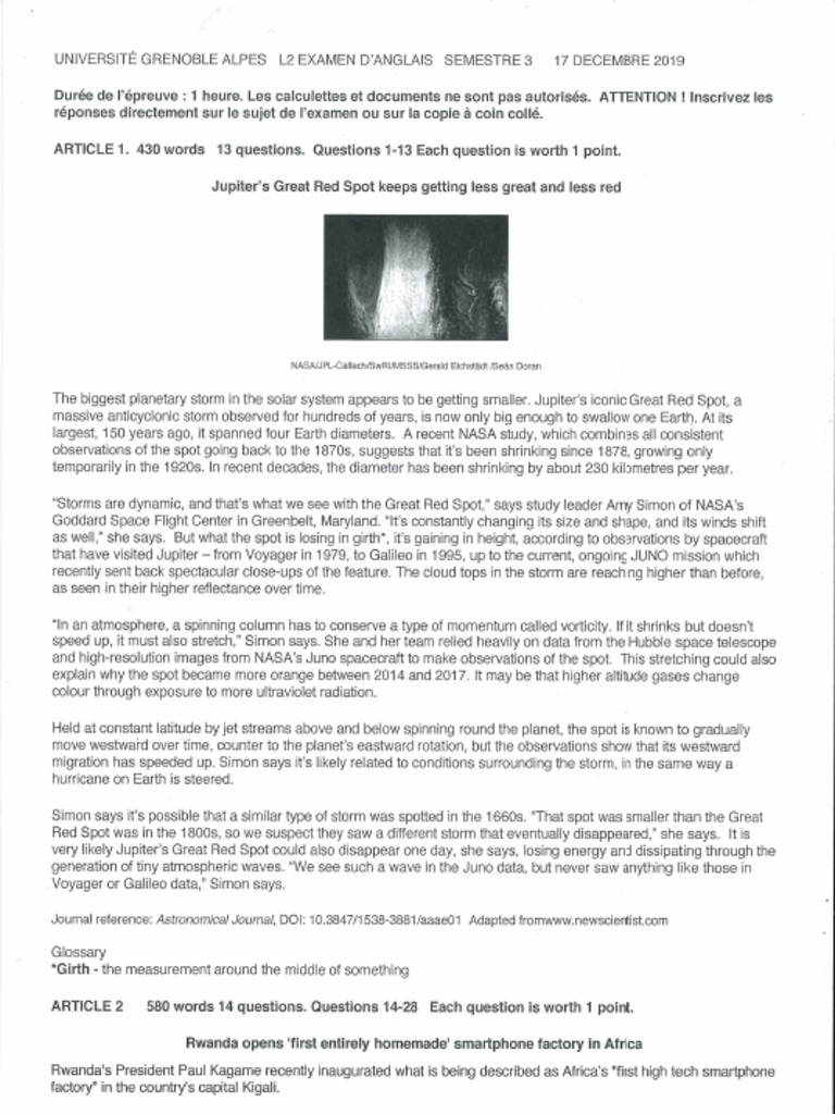 Past Exam L2 S3 | PDF