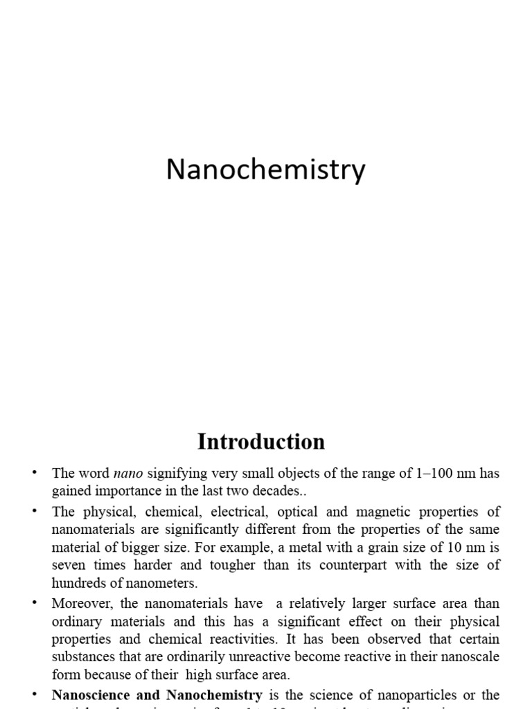 Nanochemistry Notes | PDF | Carbon Nanotube | Nanomaterials