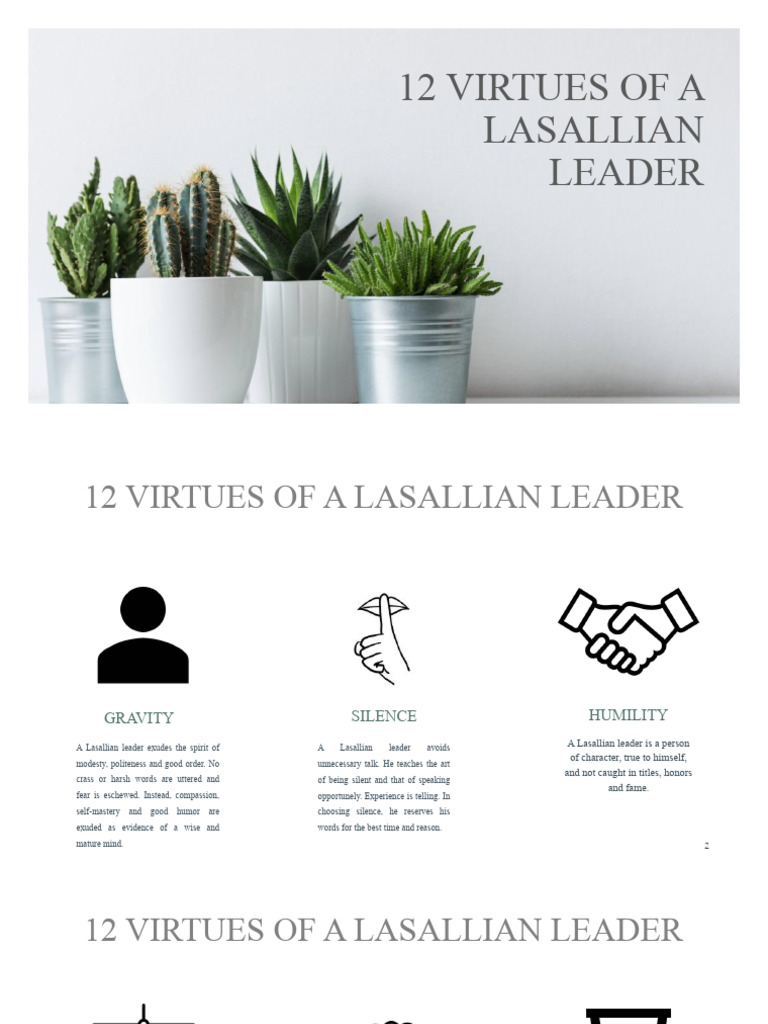 12 Virtues of A Lasallian Leader | PDF | Humility | Virtue