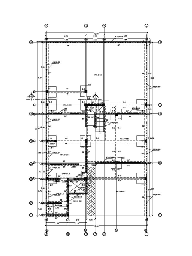 Planta de Fundaciones Con Columnas | PDF