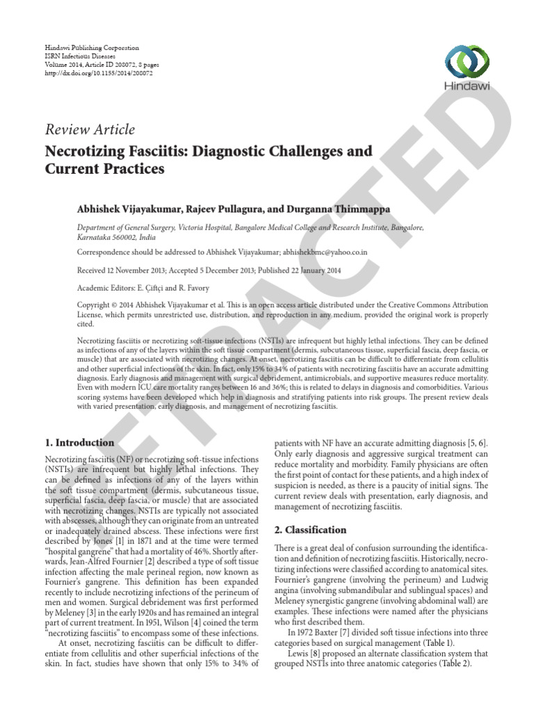 Necrotizing Fasciitis - Diagnostic Challenges and Current Practices ...