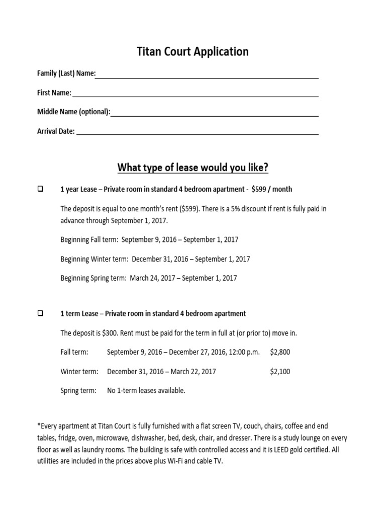 Titan Court Application - 160425 | PDF | Lease