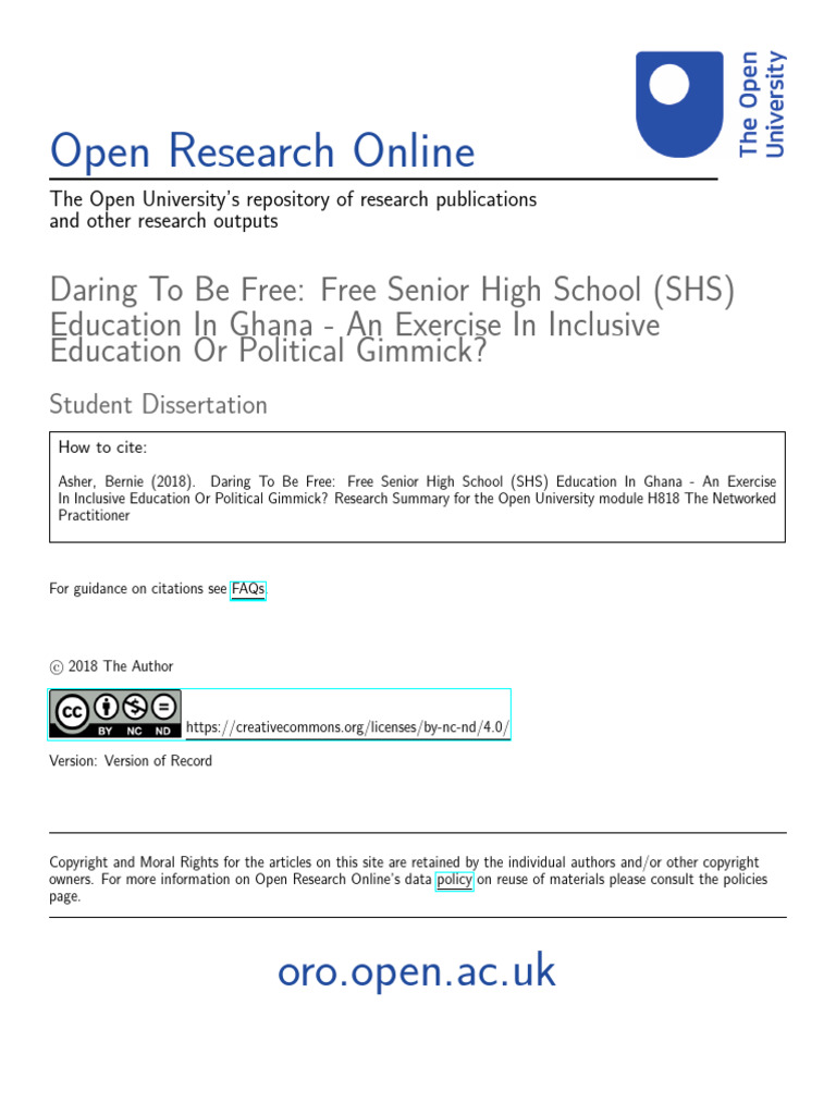 A MON Daring To Be Free Free Senior High School SHS Education in Ghana ...