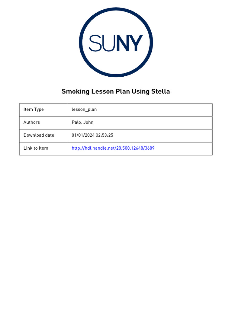 Smoking Lesson Plan Using Stella | PDF | Mathematics | Lesson Plan