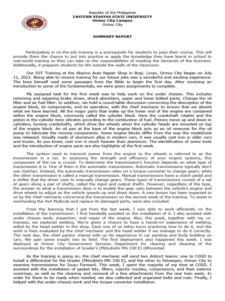 Summary Ojt | PDF | Career & Growth | Technology & Engineering