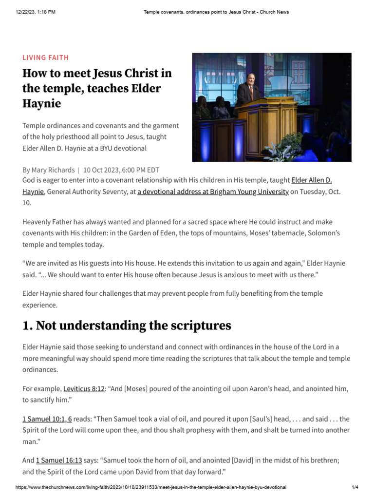 Temple Covenants, Ordinances Point To Jesus Christ - Church News | PDF