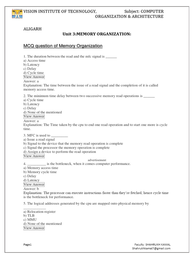 MCQ Unit-3 BCA 2year COA | PDF | Teaching Methods & Materials | Technology & Engineering