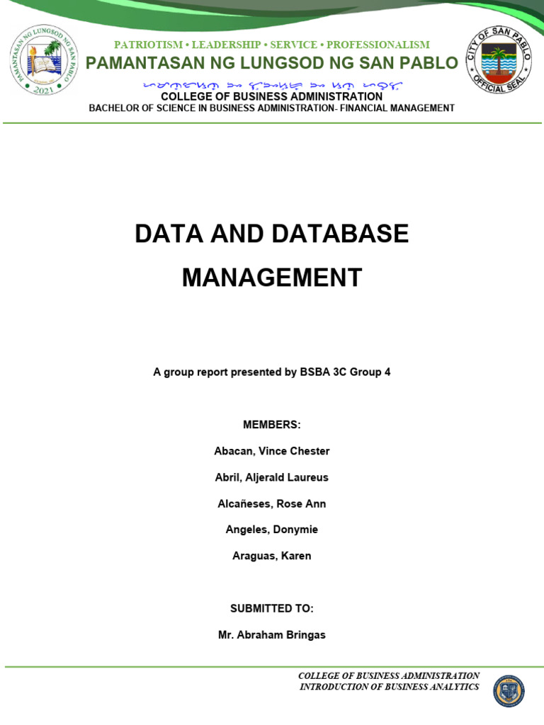 GROUP 4 - BA 3C - Word File Report | PDF | Databases | Cloud Computing