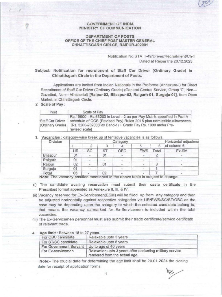 Post Office Group D Application From | PDF