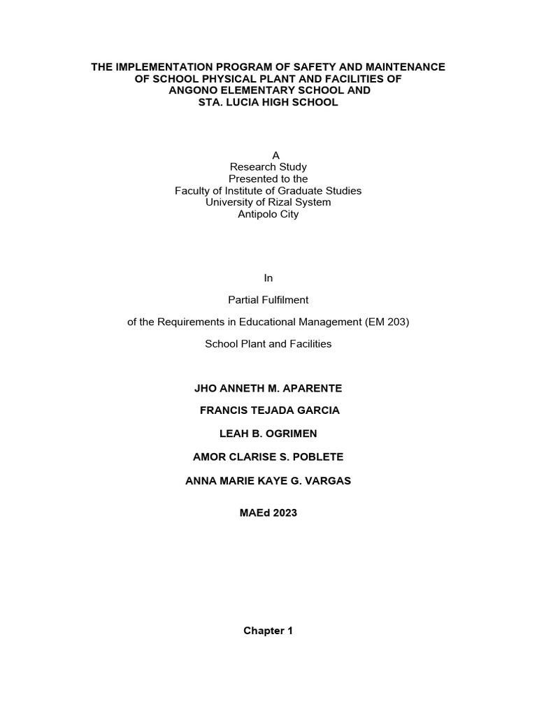 Research EM 203 Chapter 1 - 3 | Download Free PDF | Laboratories | Schools