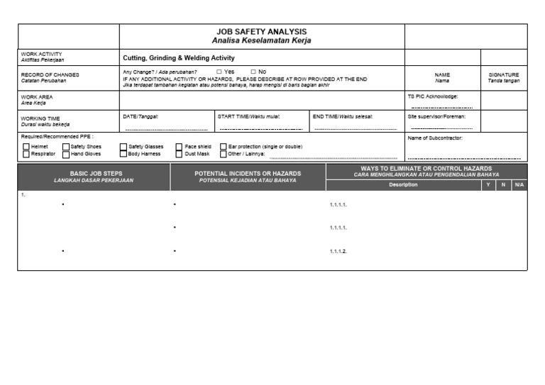 Sample JSA | PDF | Personal Protective Equipment | Safety