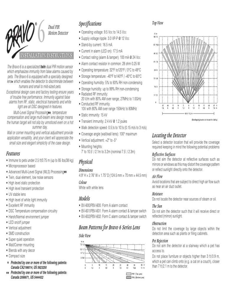 Bravo 6 Dual PIR Installation Guide | PDF | Electrical Engineering ...