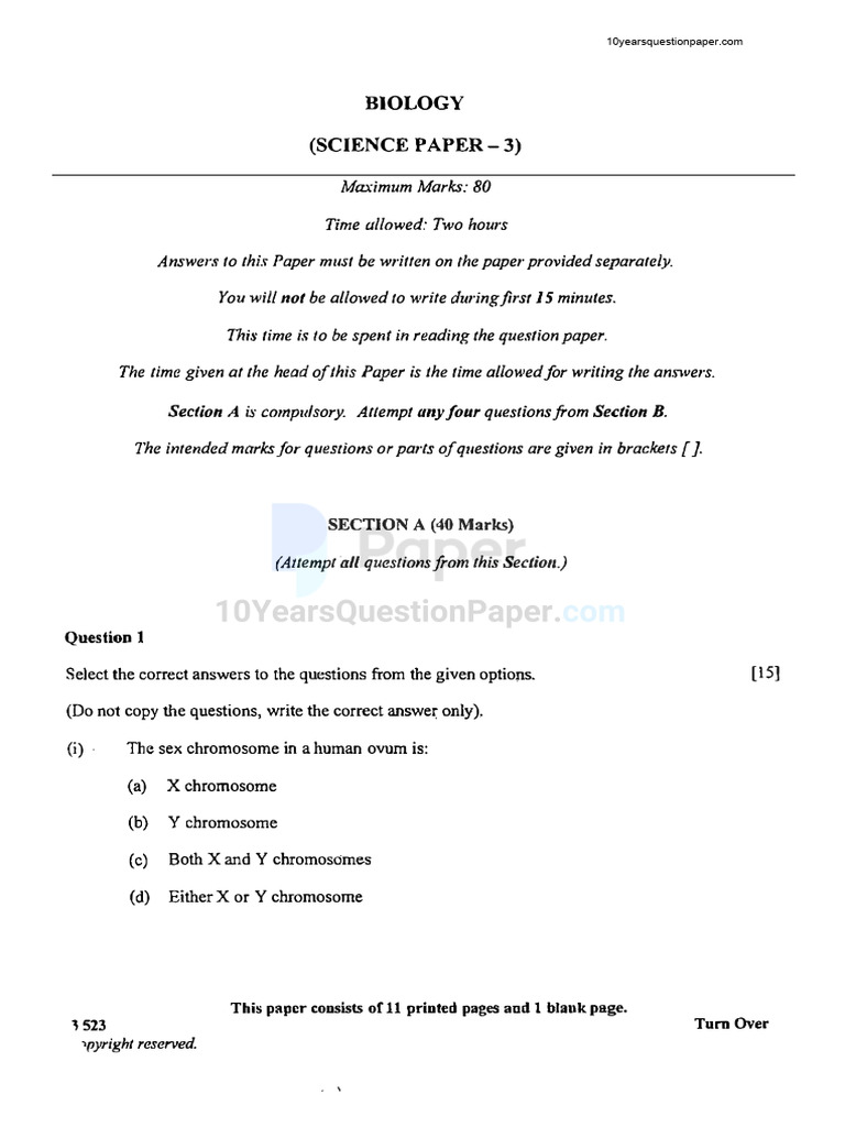 ICSE 2023 Biology Paper Class 10 | PDF | Liver | Anatomy