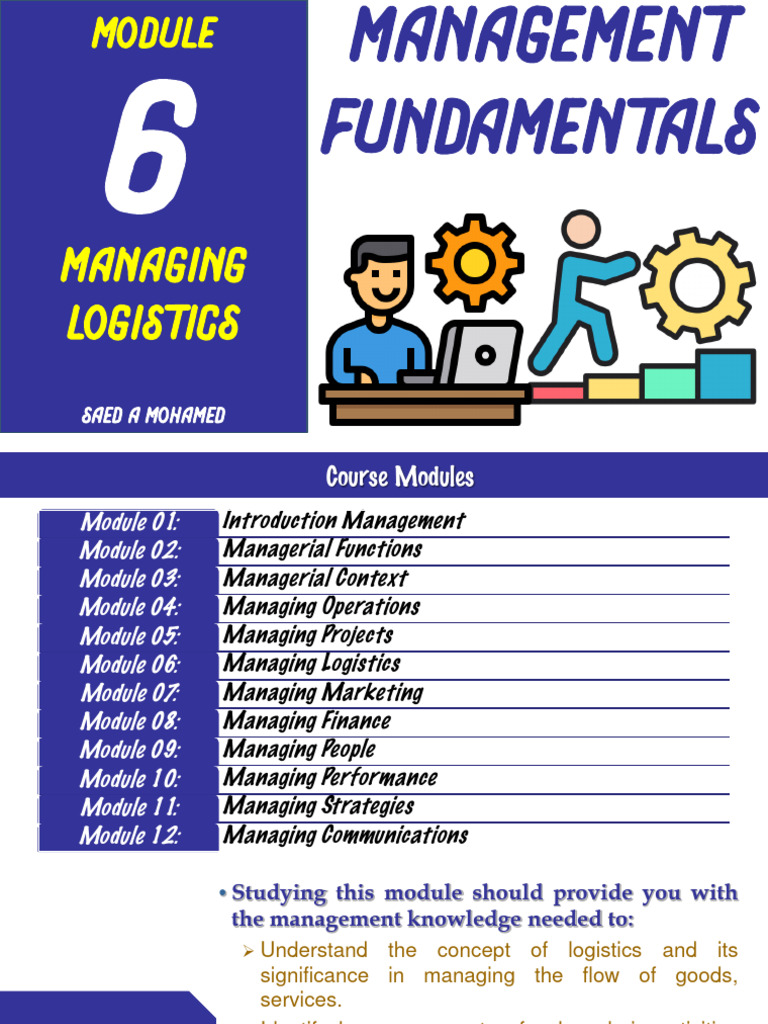 Module 06 Managing Logistics | PDF | Logistics | Warehouse