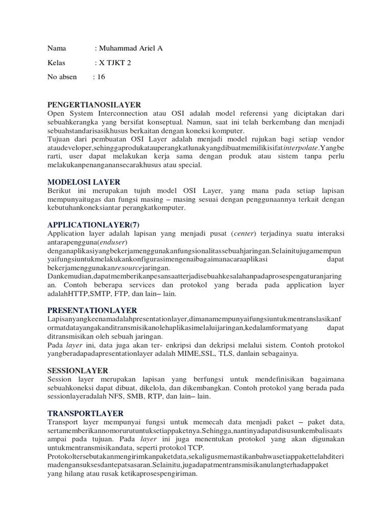 Pengertian Layer Osi | PDF | Komputer